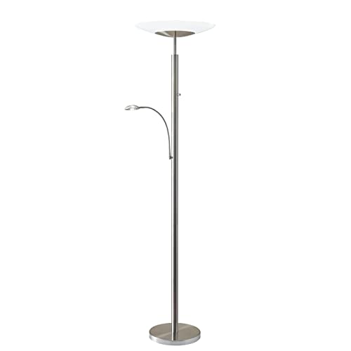 Adesso 5128-22 Stellar LED Combo Torchiere, 72 in., 24W/3W LED Combo, Brushed Steel Finish, 1 Floor Lamp