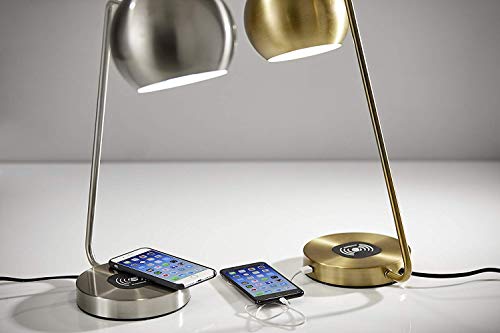 Adesso 5131-21 Emerson Desk Lamp Wireless Charging, 7W LED, 5W QI, USB Port, Indoor Lighting Lamps