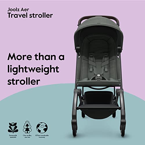 Joolz AER Premium Stroller for Babies from 6 Months up to 50 lbs, Compact & Comfortable, Lightweight, One-Handed Quick Fold, XXL Sun Hood, Raincover & Travelbag Included - Mighty Green