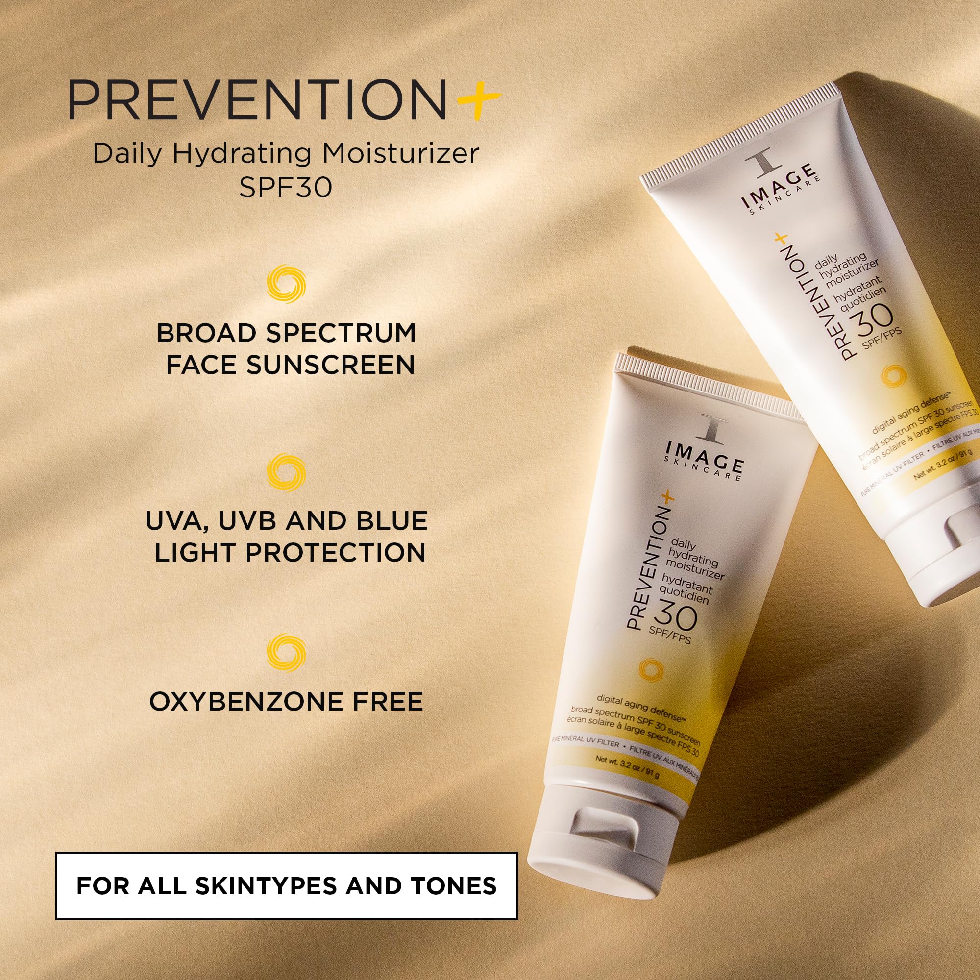 IMAGE Skincare, PREVENTION+ Daily Hydrating Moisturizer SPF 30, Zinc Oxide Face Sunscreen Lotion with Sheer Finish, Amazon Exclusive, 3.2 oz