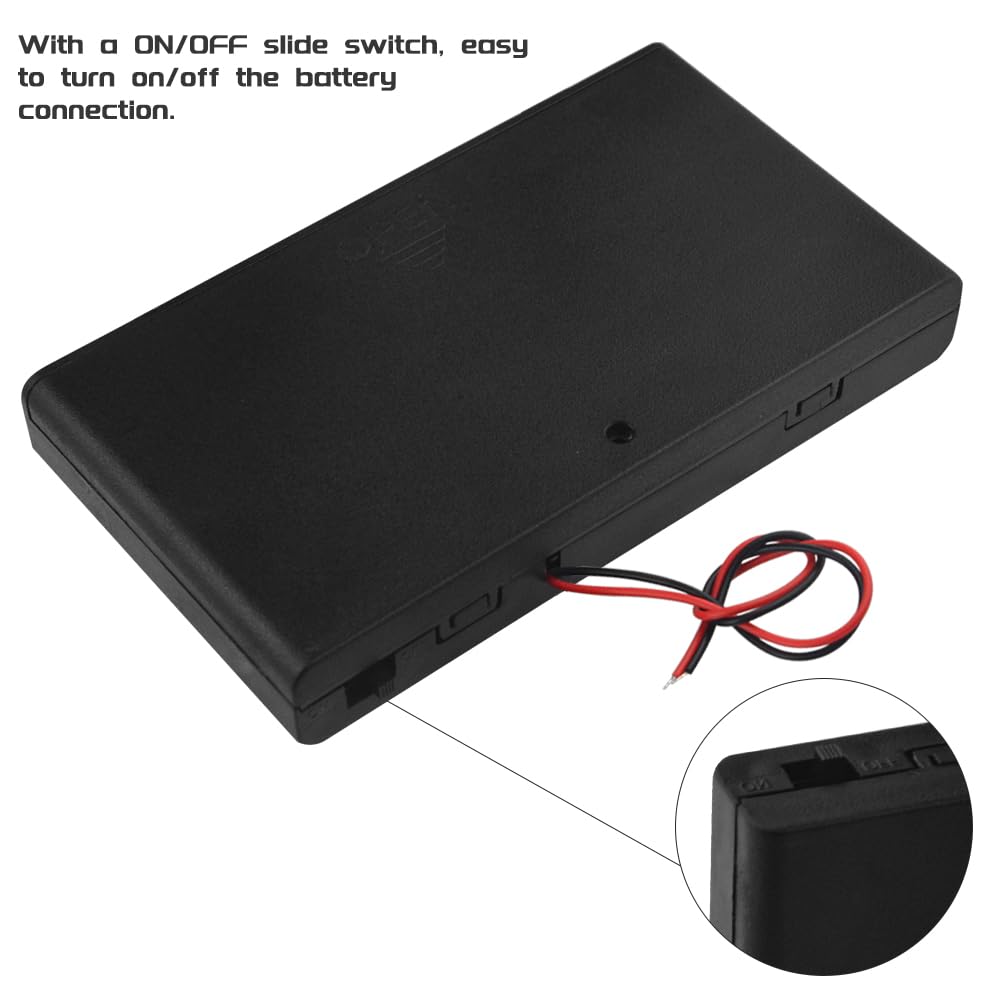 WMYCONGCONG 5 PCS 8 x 1.5V 12V AA Battery Holder Case Box with ON/Off Switch and Leads Wire