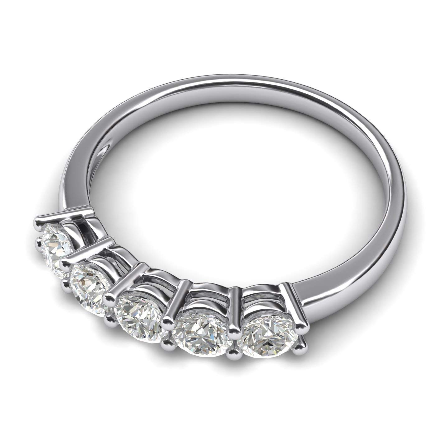 10k White Gold Eternal Five Stones Anniversary Ring Simulated Brilliant Diamonds Eternity ring 1.25ctw for Women (9)