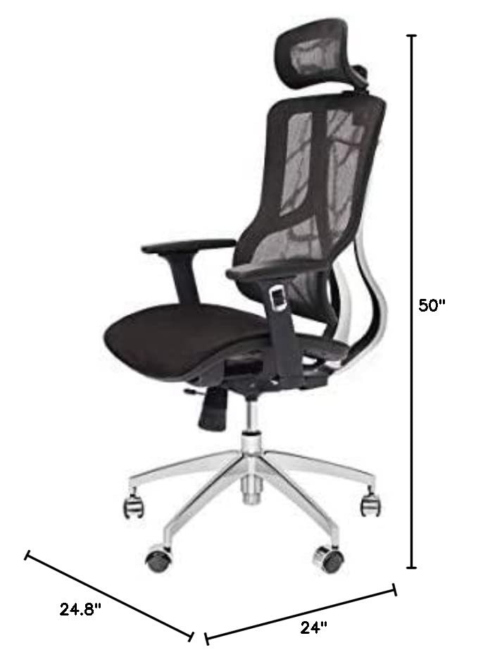 CangLong Executive Chair with 2D Adjustable Headrest, Ergonomic Office Chair with Mesh Seat and High Back, Desk Chair with 3D Armrest, Multifunction for Relaxation, BIFMA Certification No 5.1, Black