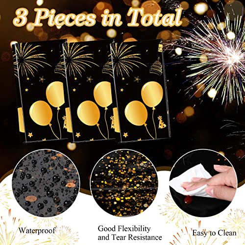 3 Pack 30th Happy Birthday Tablecloth Disposable Plastic 30th Birthday Table Cover Rectangular Black and Gold Table Cloths for Parties Decoration Supply for Men Women Birthday, 54 x 108 Inch(30th)