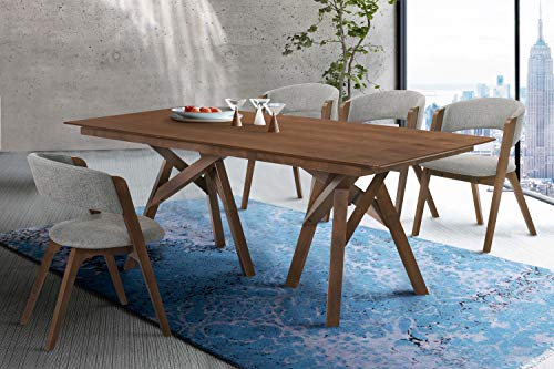 Armen Living Rowan Mid-Century Modern Accent Dining Chair Finish Fabric-Set of 2, 21" Wide, Walnut/Grey