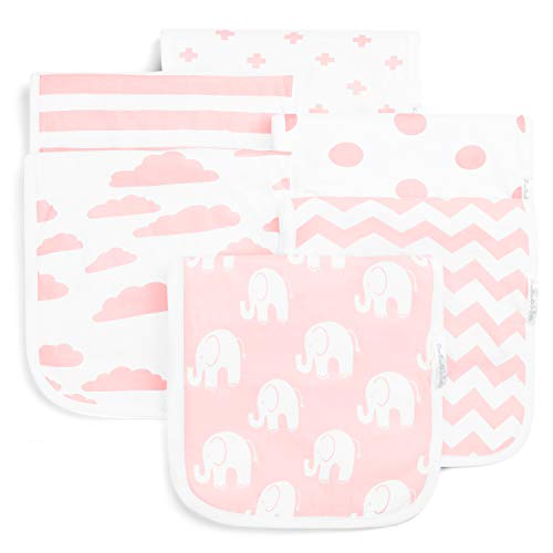 BaeBae Goods Burp Cloths for Baby Girl - Ultra Absorbent Burping Rags - Anti Shrink Unisex Burpy Clothes - Super Soft Jersey Cotton, Large 21"x10" - Thick for Newborn Cloth Diapers - 6 Pack