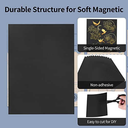 25 Pack Magnetic Sheets 5”x7”Single Sided Black 30mil Magnetic Sign Cut Customize Flexible Cut Magnet Paper Sheets Cut Making Die Storage Metal Dies Magnet Sheets for Crafts Signs Photos