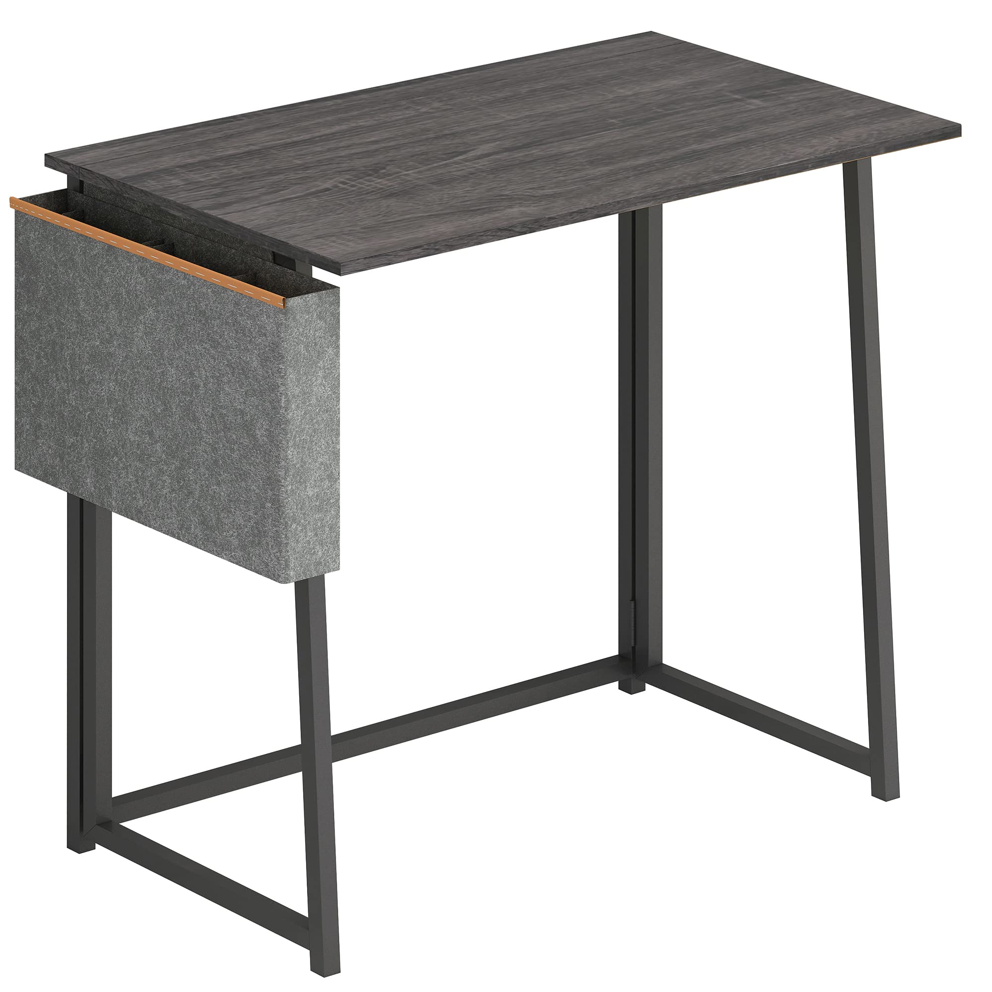 4NM 31.5" Small Desk with Storage Bag, Simple Assembly Folding Computer Desk Home Office Desk Study Writing Table for Small Space Offices - Gray and Black