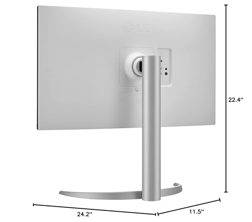 LG 27UP650-W Monitor 27β UHD (3840 x 2160) IPS Display, VESA DisplayHDR 400, DCI-P3 95% Color Gamut, 3-Side Virtually Borderless Display, Height/Pivot/Tilt Adjustable Stand β Silver