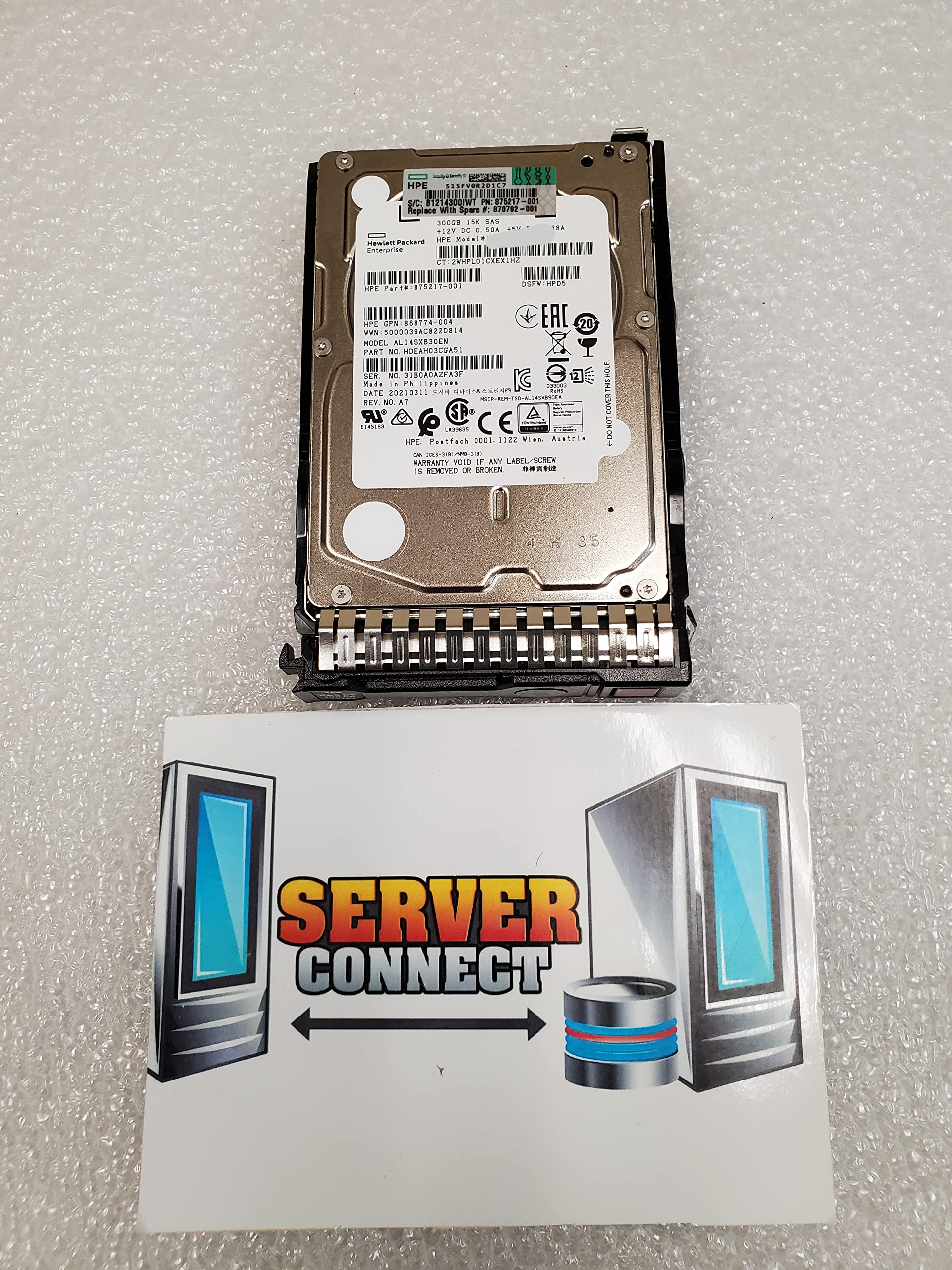 HEWLETT PACKARD 875217-001 HPE 300GB 15K 12G SFF SAS SC Hard Drive