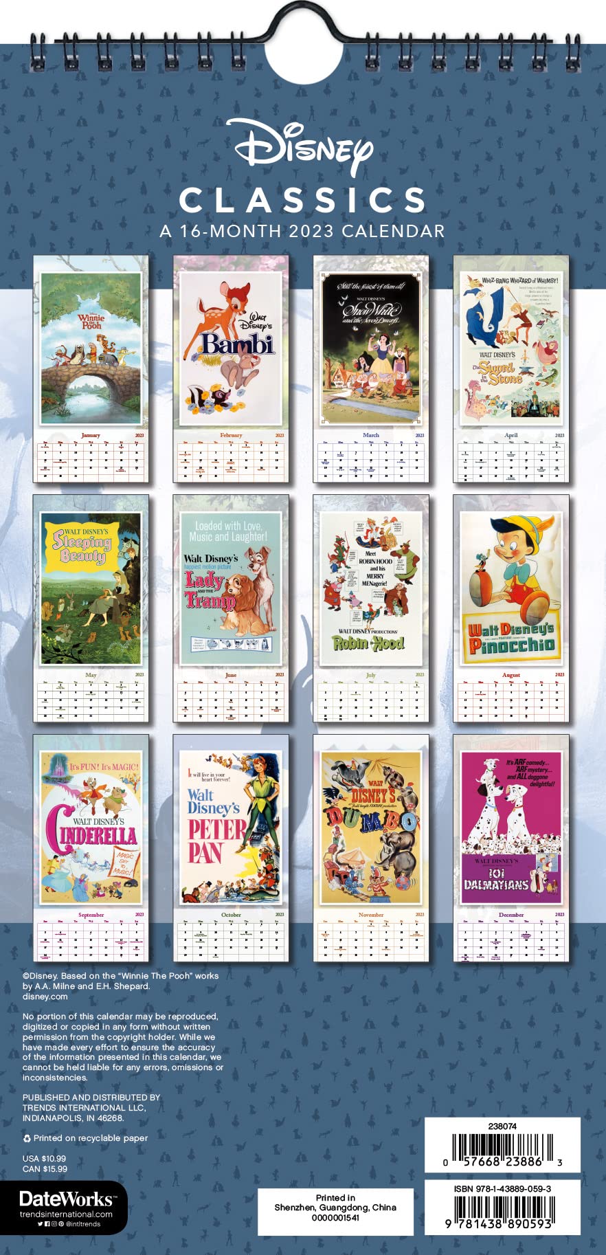 2023 Disney Classic Posters Mini Poster Calendar