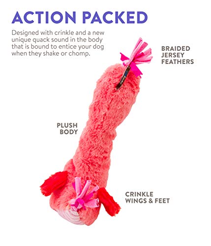 Charming Pet Absurd Burds Pink Flamingo Dog Toy - Squeeze and Shake for Unique Silly Sound to Entice Interactive Play