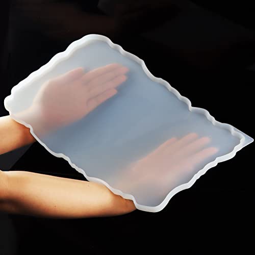 2 Size XL Resin Tray Molds Silicone with Gold & Silver Handles, Epoxy Resin Tray Mold DIY for Making Resin Tray, Crafts, Home Decorations