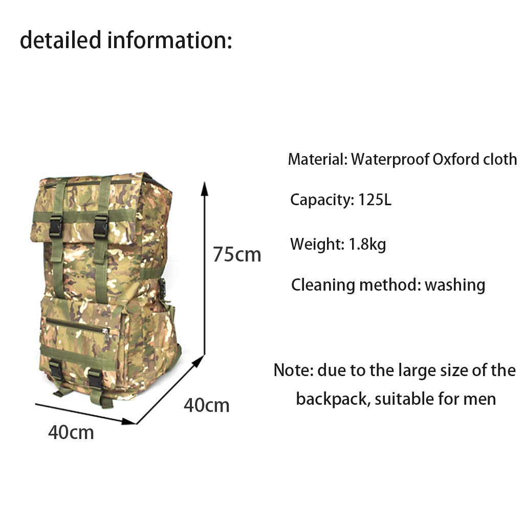 120L Tactical Hiking Daypack, large capacity,Hiking Backpack for Outdoor Camping,Widened shoulder strap design to relieve stress for Climbing Camping Touring,A