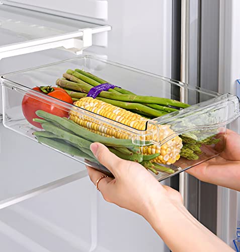 2 Pack Fridge Drawer Organizer, Pull-outrefrigerator Vegetable Drawer Box & Egg Drawer for Refrigerator, Reusable Fruit Storage Containers for Fridge, Multifunctional Food Fridge Organizer
