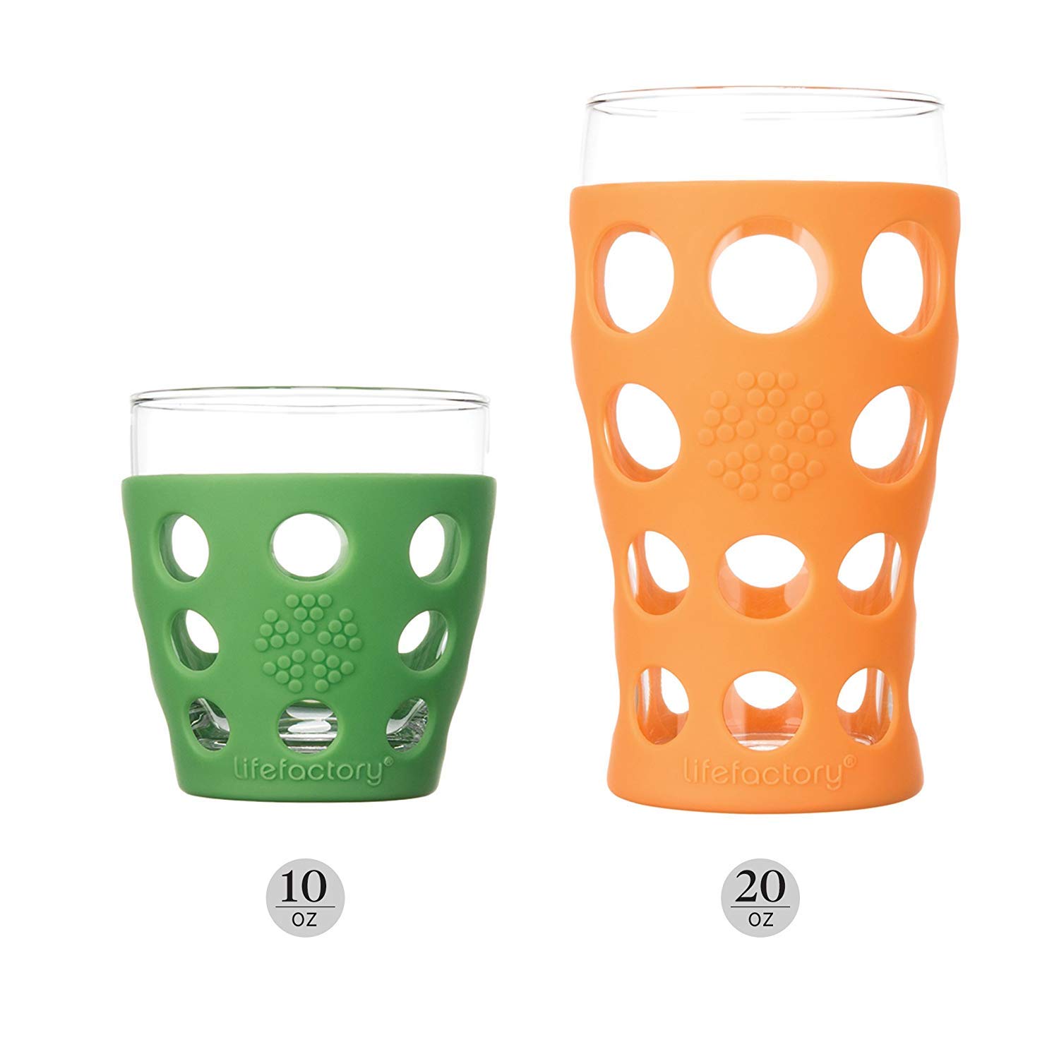 Lifefactory 20-Ounce BPA-Free Indoor/Outdoor Protective Silicone Sleeve Beverage Glass, 2-Pack, Dusty Purple