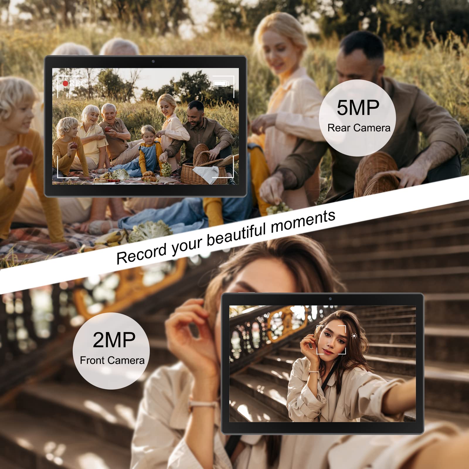 Tablet 10.1 Inch, Android Tablets, 32GB ROM 128GB Expand Storage, Octa-Core Processor, IPS HD Display, 5MP+13MP HD Dual Camera, 6000mAh Battery, WiFi, Bluetooth, GMS Certified Tablet(Black)