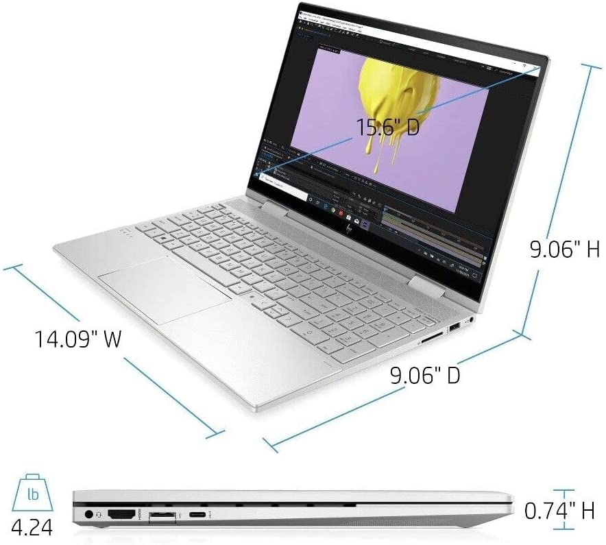 2022 Newest HP Envy x360 2-in-1 15.6" Touch-Screen Laptop, Intel Core i5-1135G7, Intel Iris Xe Graphics, 8GB DDR4 RAM, 512GB PCIE SSD, Backlit Keyboard, Lightweight, Win 11 Home, Silver
