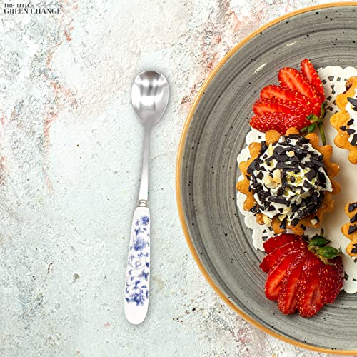 6Pcs Coffee Spoons for Coffee Bar - Chinese Floral Stainless Steel Spoons Kitchen Set Tea Spoons Silverware Set - Ice Cream Spoon Cake Tableware Set Coffee Stirrers Reusable Dessert Spoons for Tea Set