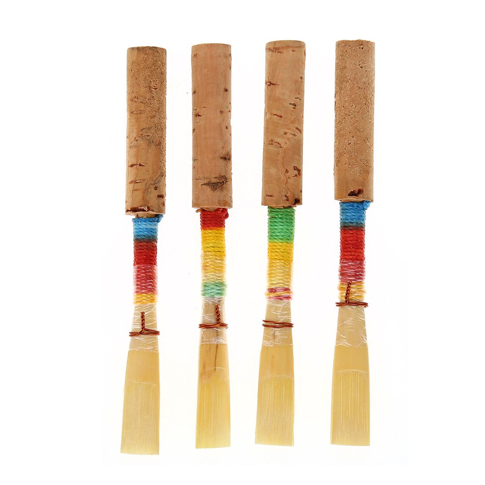 4PCS Oboe Reeds, Oboe Cork Reed, Medium Soft Handmade Oboe with Transparent Plastic Box for Wind Instrument Replacement Parts Beginners Oboe Accessories