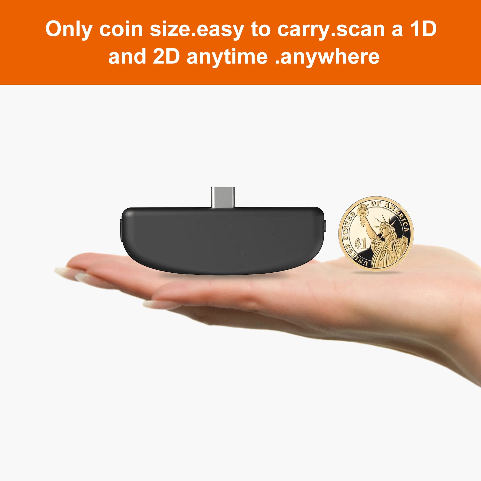 2D Cell Phone Barcode Scanner,Alacrity QR Barcode Reader Scanner Module Scanner with Auto Sensing Type-C Cell Phone Screen Barcode Scanner Scan