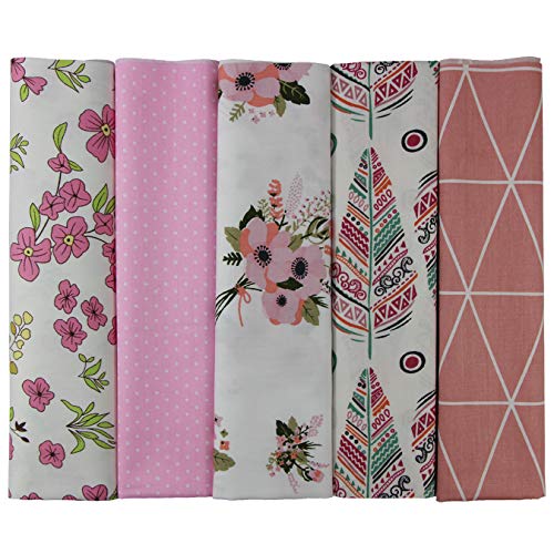 aufodara 5pcs Cotton Craft Fabric Bundles Patterns Textile Patchwork Tissue, Quilting Fabric, 19.7"x19.7" Pre-Cut Fabric Squares for DIY Crafts Sewing Quilting Scrapbooking (#-55-B)