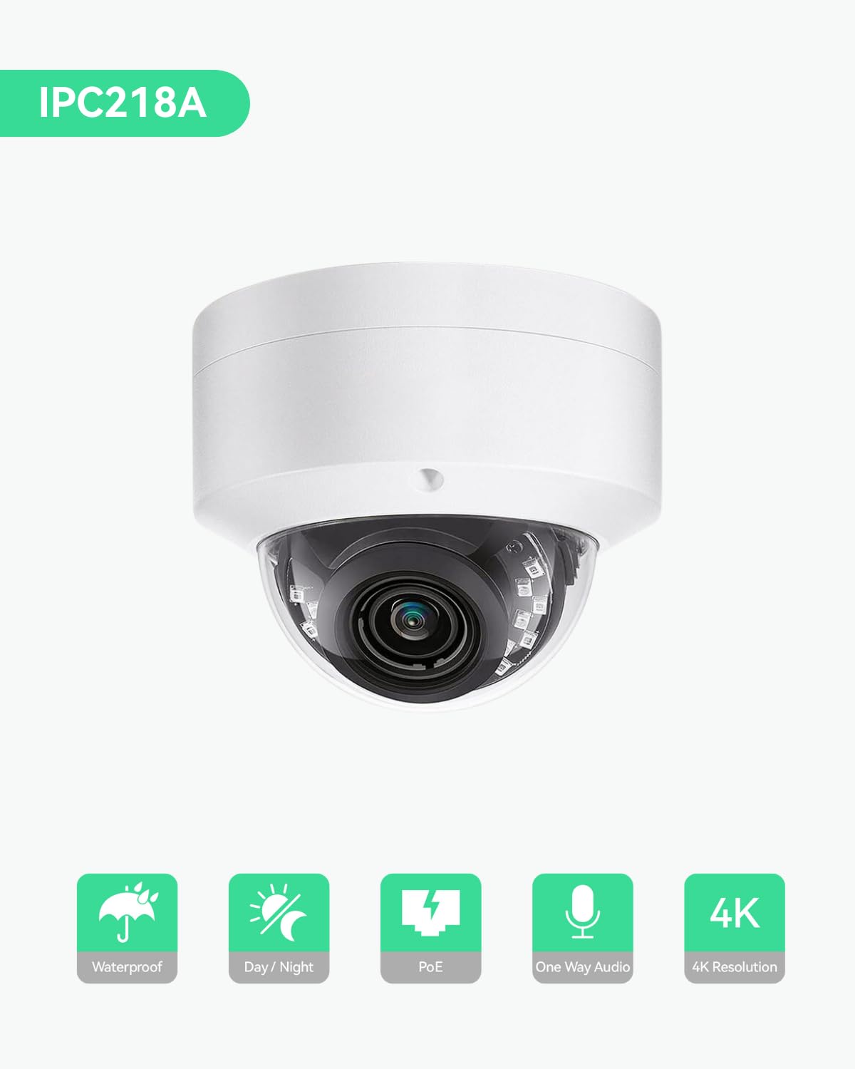 LINOVISION PoE Security Camera System with 8ch 4K POE NVR, (4) 4K Outdoor PoE Dome Cameras with Mic for One Way Audio, Hik Connect or Guarding Vision APP, 2TB HDD, for Business and Home Security