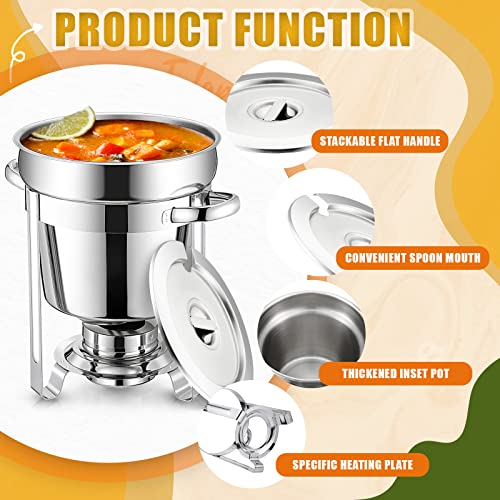 3 Pack Soup Warmer Soup Chafers for Catering Commercial Food Warmer with Pot Lid and Fuel 7 Qt Round Chafing Dish Buffet Set for Catering Buffet Servers Parties Events