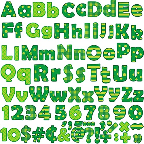 260pcs Letters Combo Pack Set St. Patrickās Day Classroom Decorations Alphabet Letters Numbers Bulletin Board Block Accents Cutouts for Students Kids