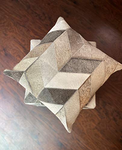 Noori Rug 1 Pillow, Cowhide Chevron Grey