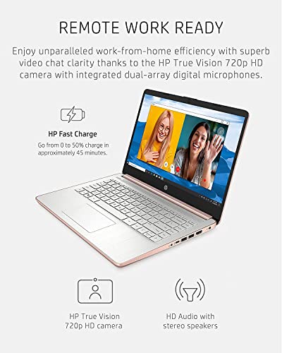 HP 14-inch TouchScreen HD Laptop, Intel Celeron N4020, 4GB DDR4, 64GB eMMC, Webcam, HDMI, Windows 10 S (Google Classroom or Zoom) (Rose Pink) (Renewed)