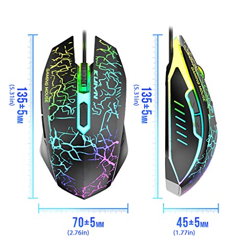 MAOSUO T6RGB Luminous Wired Gaming Keyboard and Mouse Set with Large Mouse Pad USB Colorful Backlit Easy-to-Operate Mechanical Feel Keyboard Accessories Kit for Laptop Computer Gamer Work