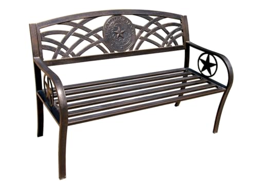 212 Main Texas State Seal Garden Bench - Black 20.44in.L x 50.5in.W x 34in.H