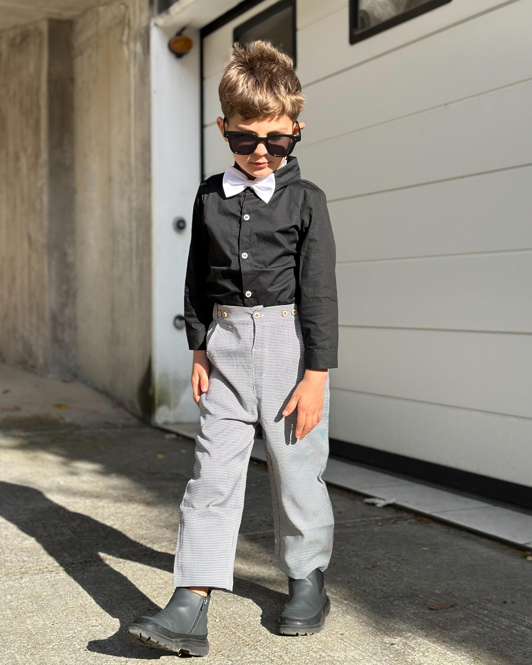 Volunboy Boys Clothes Set Toddler Gentlemen Wedding Suit Long Sleeve Bow Tie Shirts Suspenders Pants Ring Bearer Outfits (Black, 2-3T)