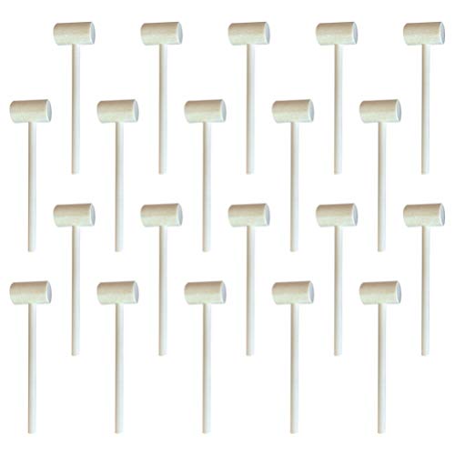 NUOBESTY Wooden Hammers Mallet Solid Wood Flat Head Kids Hammering and Pounding Toys, Pack of 20
