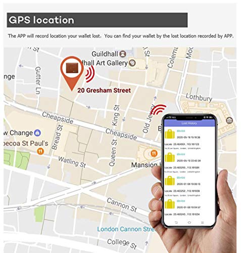 Clever Anti-Lost Bluetooth Wallet with Alarm, Position Record (via Phone GPS) Tracker Item Finder Locator, Multi-Functional Bifold Cowhide Leather, Credit Card Intelligent Trackable Purse (Black)