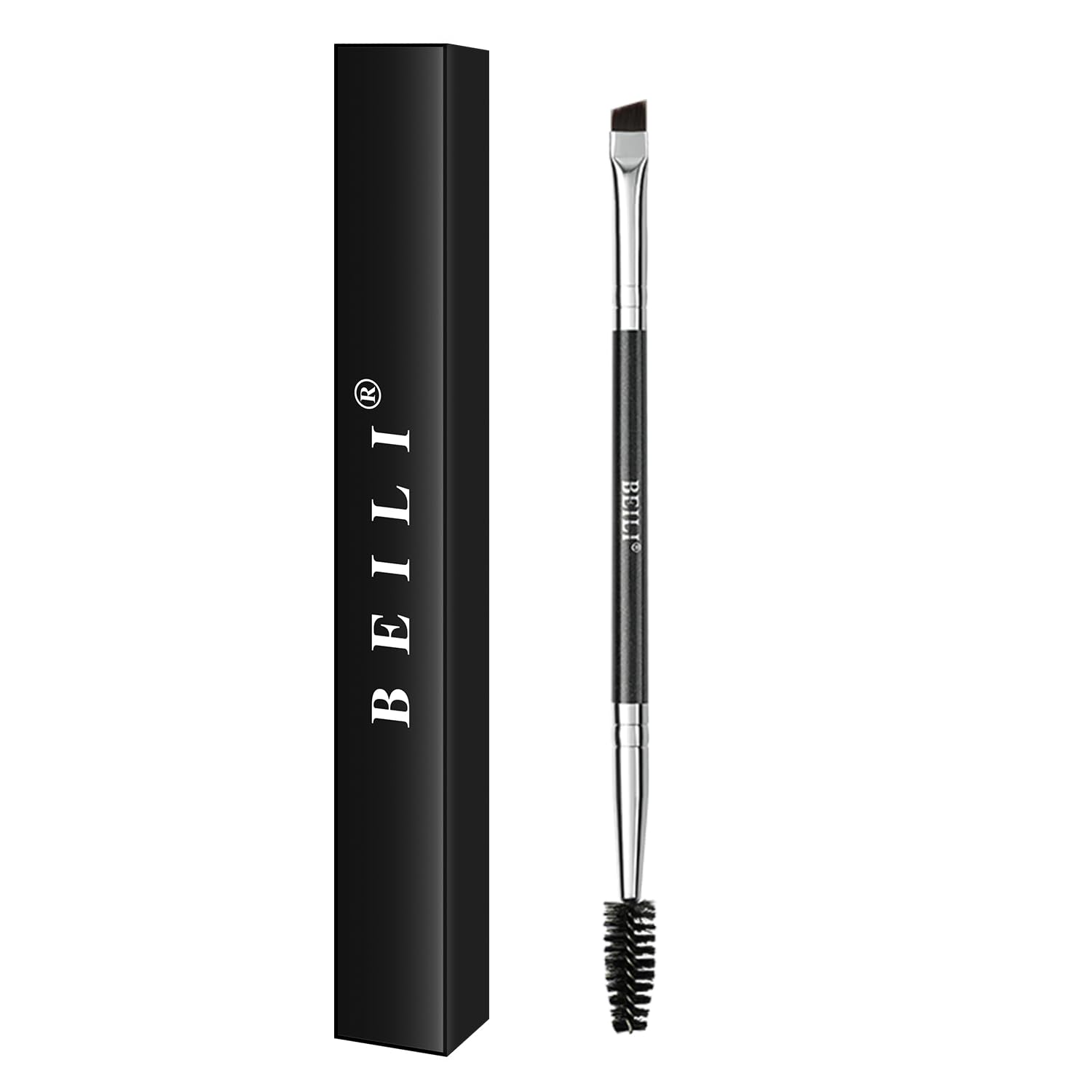 BEILI Duo Eyebrow Brush - Professional Angled Eye Brow Brush and Spoolie Brush