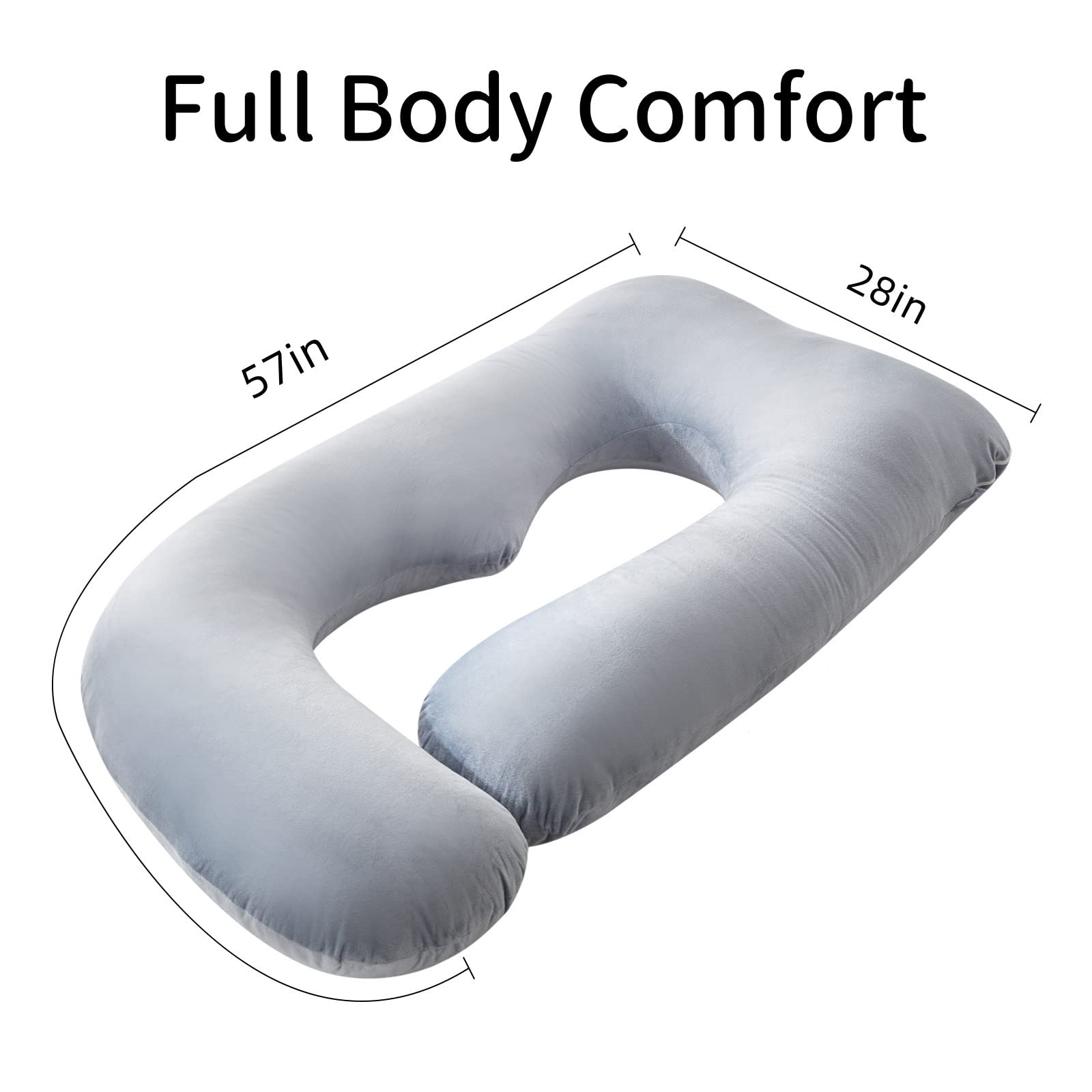 U Shaped Pregnancy Pillows for Sleeping, 57 Inch Maternity Pillow for Pregnant Women with Removable and Washable Velvet Cover, Full Pregnancy Body Pillow Support for Back, Hips, Legs, Belly