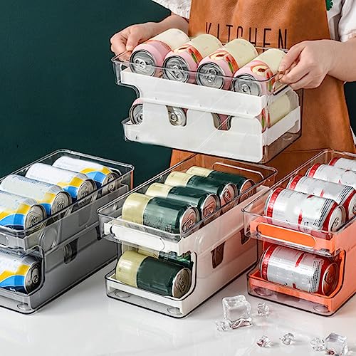2 Tier Soda Can Organizer for Refrigerator Organizer Bins Soda Pop Can Holder Dispenser Drink Beverage Holder for Fridge Cabinets Freezer(Orange)