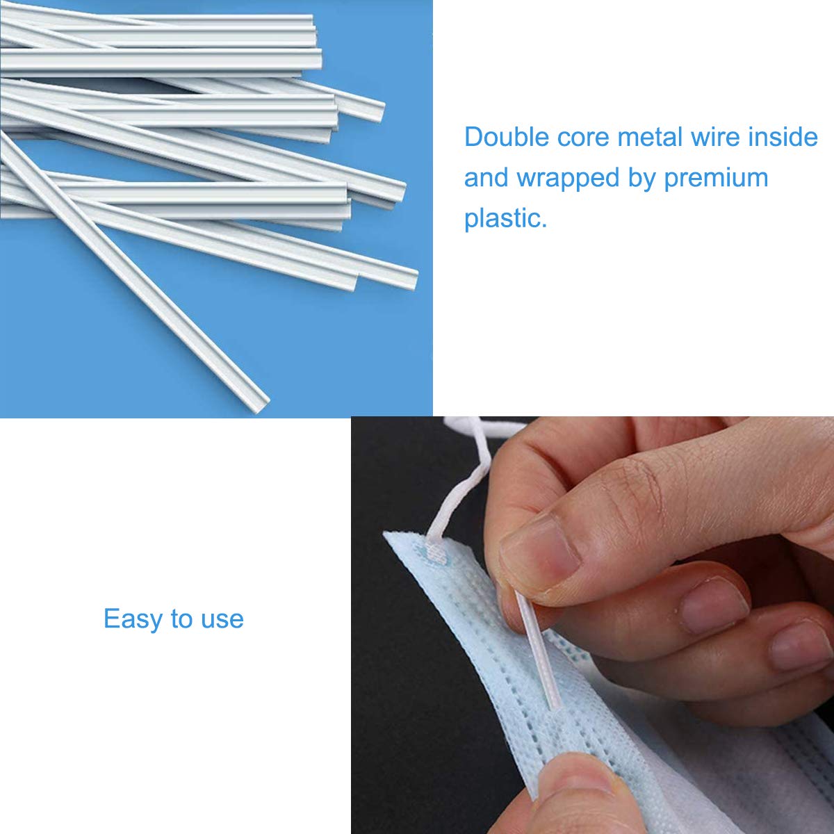 100 PCS Plastic Nose Bridge Wire for Face DIY Making, Washable Double Wire Nose Bridge Strips, 10CM Flat Nose Wire Clips Adjustable Plastic Pieces Strips Straps for Face DIY Making