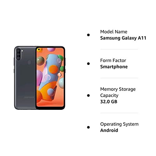 Samsung Galaxy A11 SM-A115A 32GB Single-Sim Android Smartphone - Black (Renewed) (Black, GSM Unlocked)