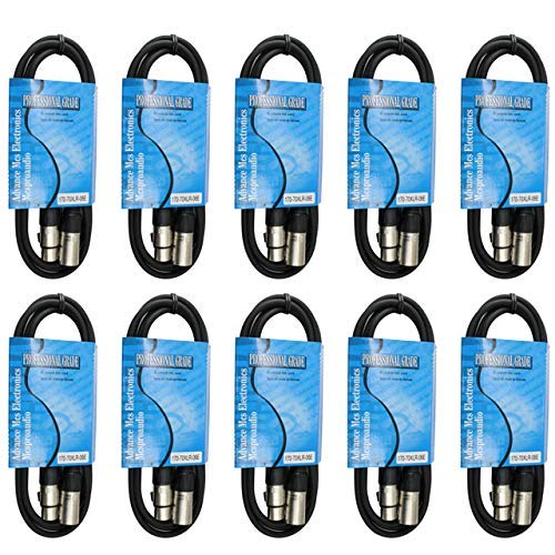 10 Pack of MCSPROAUDIO 6 FT Low Z Male to Female 3 Pin XLR Mic Microphone Cable