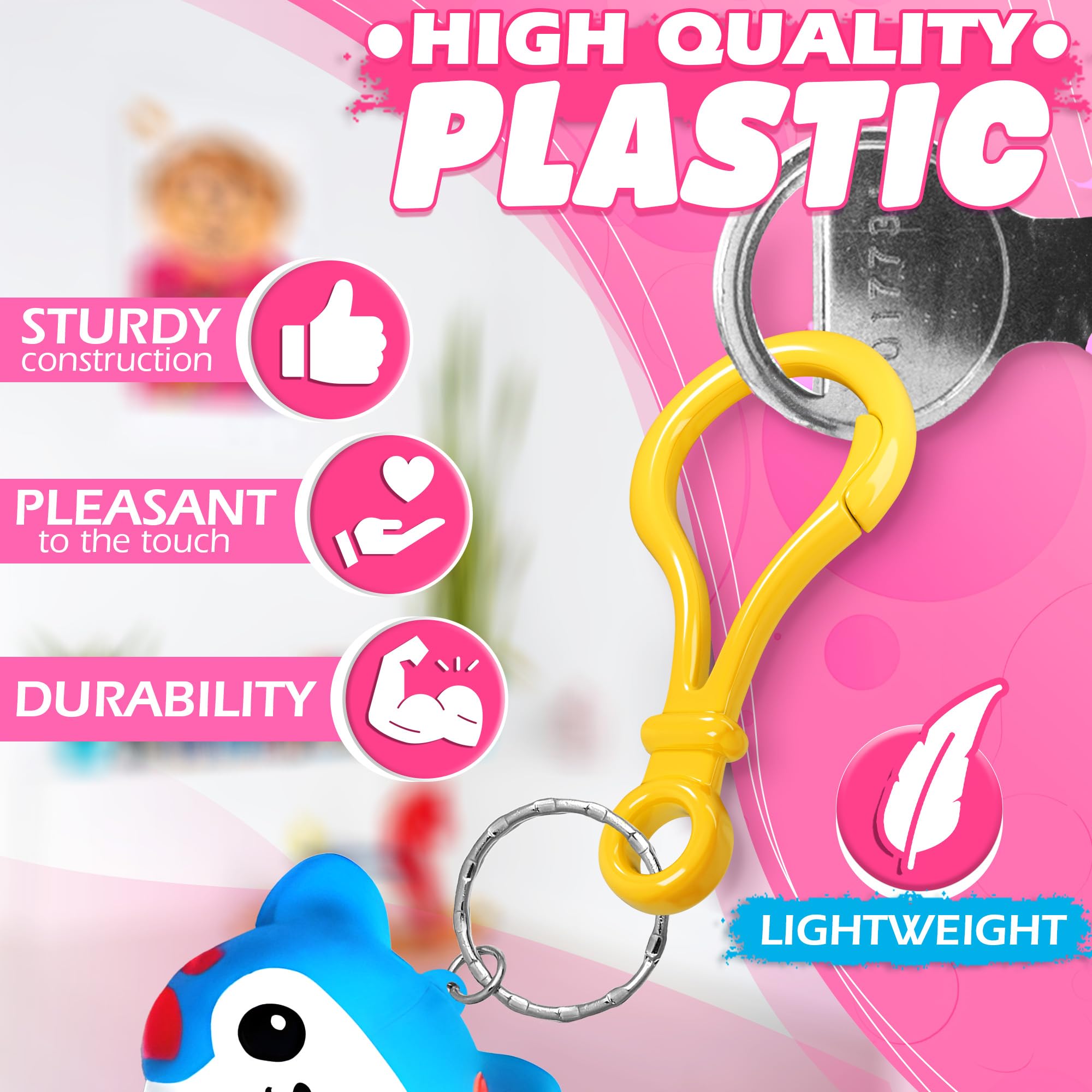 100 Pcs Plastic Keychain Clip - Plastic Lobster Claw Clasps Backpack Keychain Rings Plastic Keychain Clips for Crafts - Key Chain Hooks for Crafts Lanyard Clips and Hooks Plastic Keychains for Crafts