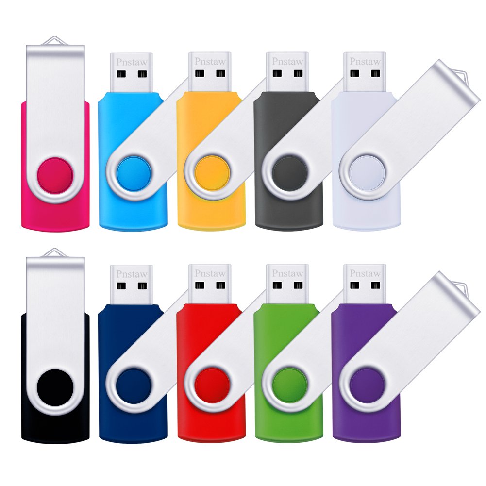 32GB USB 2.0 Flash Drive Pnstaw Swivel Memory Stick Thumb Drive Pen Drives Jump Drive for Data Storage, File Sharing(10 Pack,Multi-Color) (32GB)