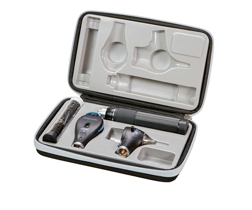 ADC Portable Diagnostic Set Plug-in Rechargeable, with Standard Otoscope and Coax Ophthalmoscope, LED Lamps, 3.5V, Hard Case, Diagnostix 5410L, Black