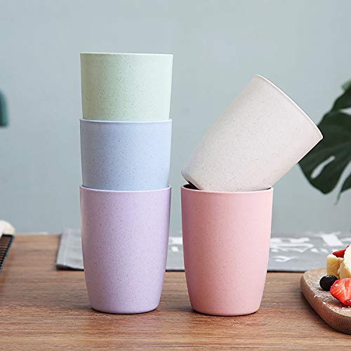 DeeCoo Eco-friendly Unbreakable Reusable Drinking Cup (12 OZ), Wheat Straw Stackable,Biodegradable Healthy Tumbler Set 15, Reusable Bathroom Drinking Cup,Dishwasher Safe