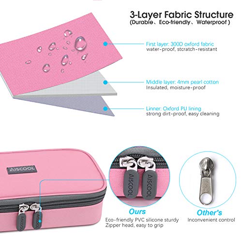 Aiscool Big Capacity Pencil Case Holder Canvas Bag Pen Organizer Pouch Stationery Box for School Supplies Office Stuff (Pink)