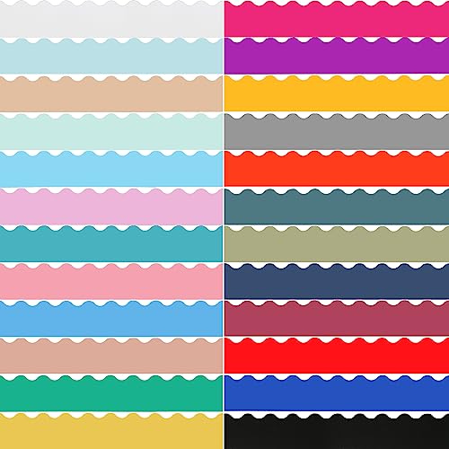 288 Feet Colorful Bulletin Board Borders Scalloped Classroom Borders Colorful Die Cut Border Trim Classroom Decorations for Bulletin Boards Chalkboard Wall Locker Office Back to School Decor,24 Colors