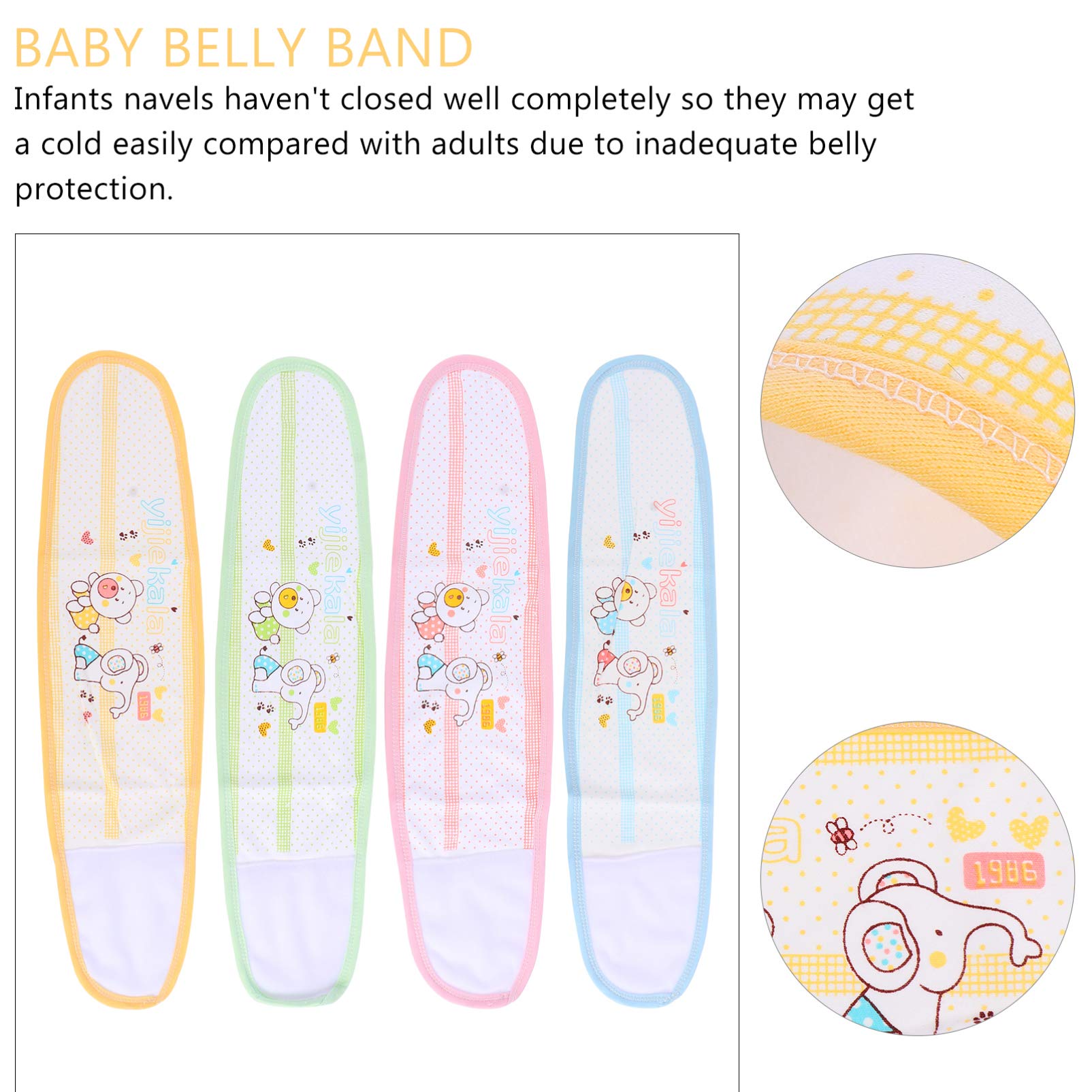 EXCEART 4pcs Baby Umbilical Hernia Belt Baby Belly Button Cord Band Infant Belly Wrap Adjustable Navel Belly Band