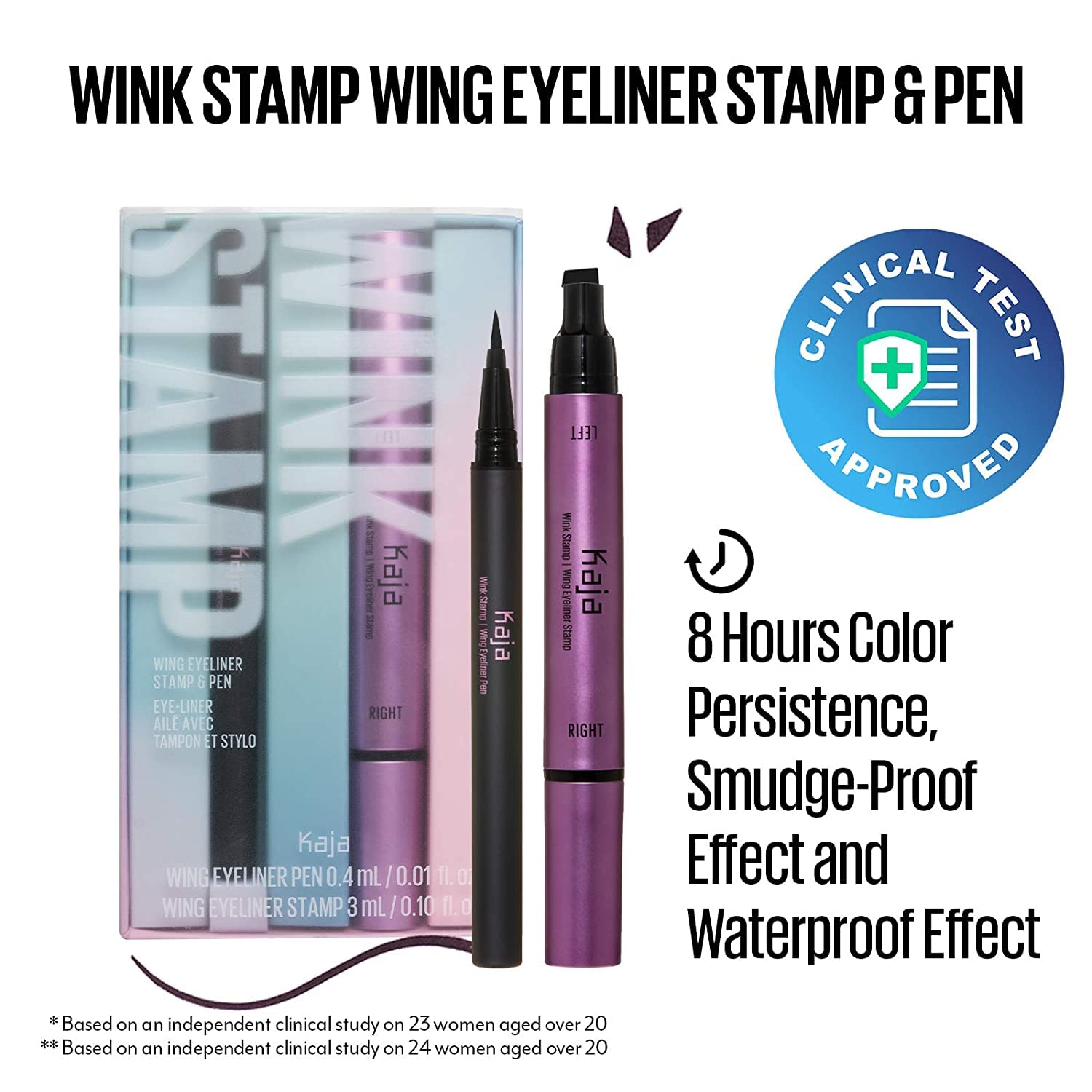 Kaja Winged Eyeliner Set - Wink Stamp Original | with Avocado Extract, Double-ended Wing, Smudge-Proof, Waterproof, Eye Irritation Tested